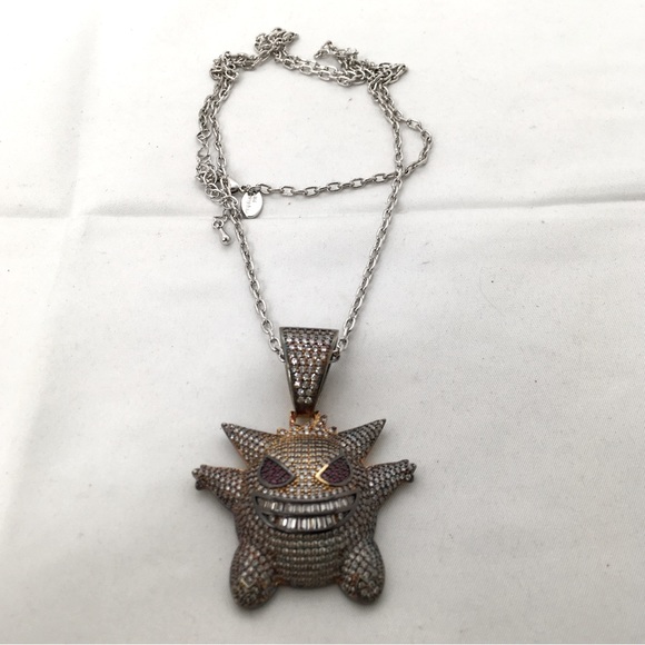 Unmarked | Jewelry | Iced Pokmon Gengar Pendant On Silver Chain Pave ...
